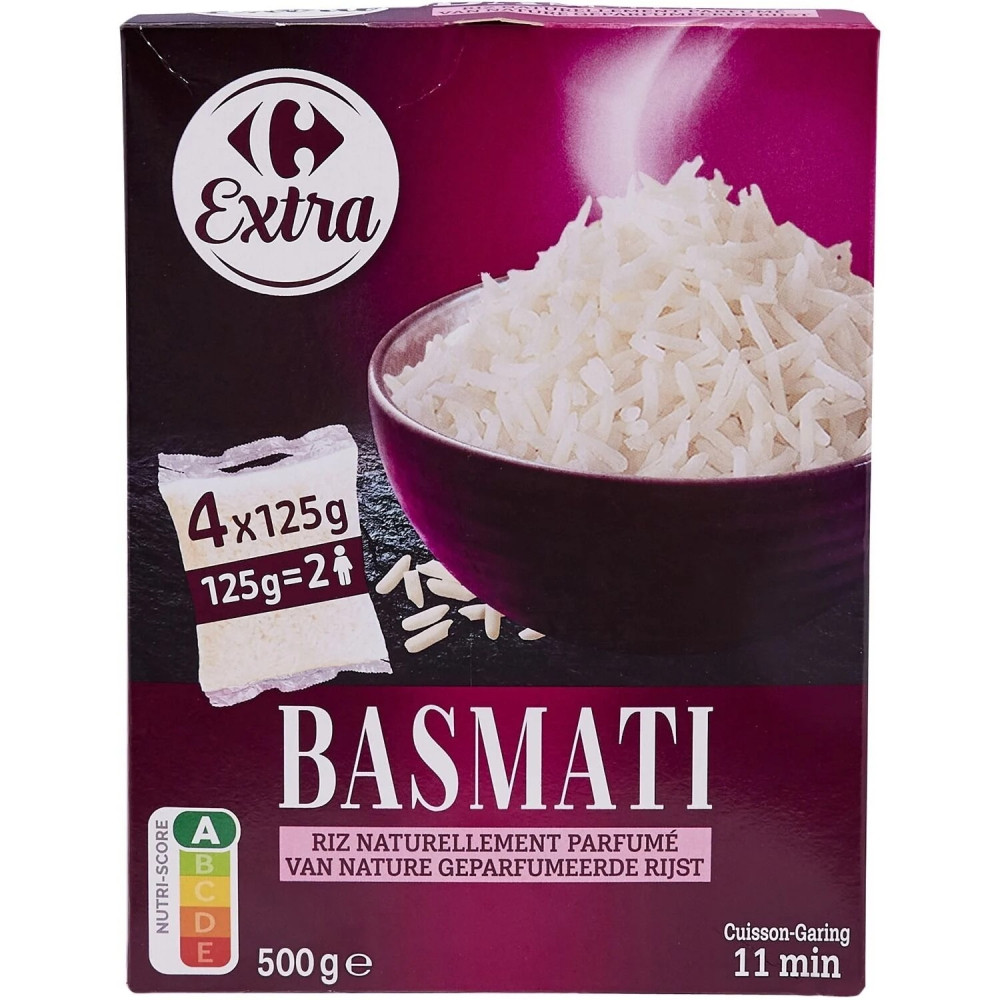 Riz Basmati Carrefour Extra 4x125 g | Cuisson rapide en 11 min